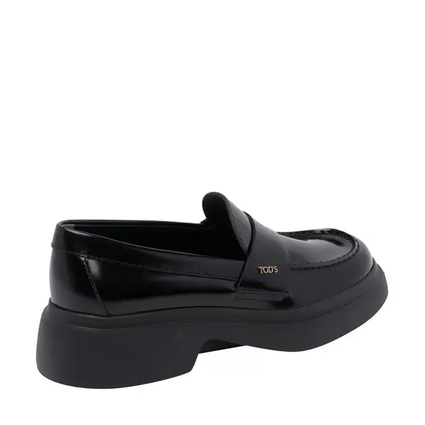 TOD'S Patent Leather Embossed Logo Loafers