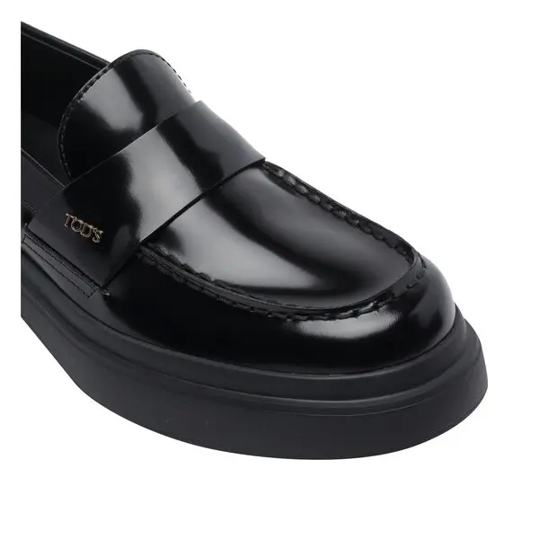 TOD'S Patent Leather Embossed Logo Loafers