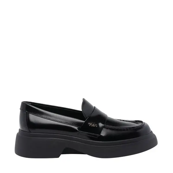 TOD'S Patent Leather Embossed Logo Loafers