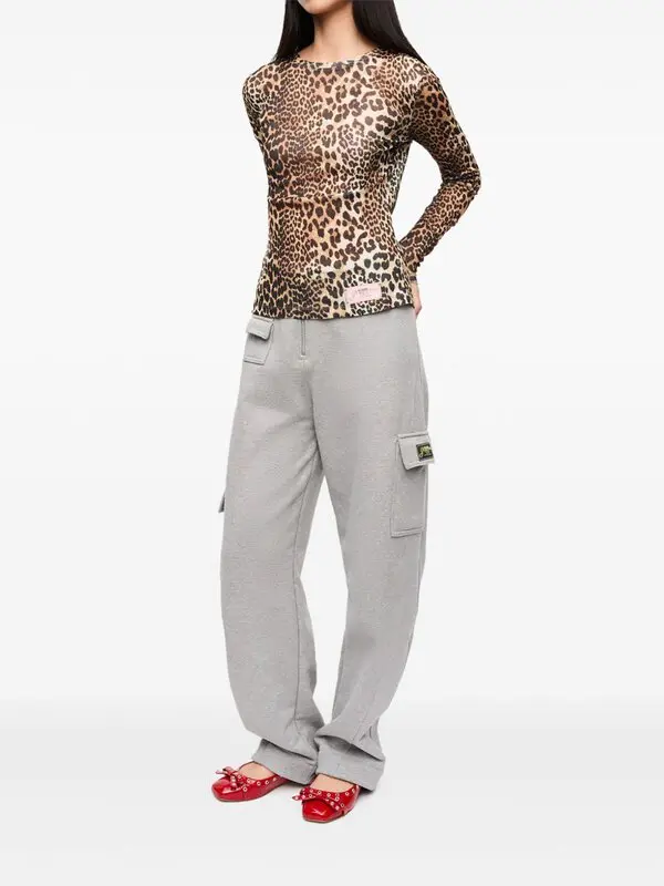 GANNI Leopard Print Long Sleeve Top - Multicolor