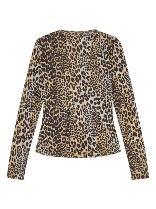 GANNI Leopard Print Long Sleeve Top - Multicolor