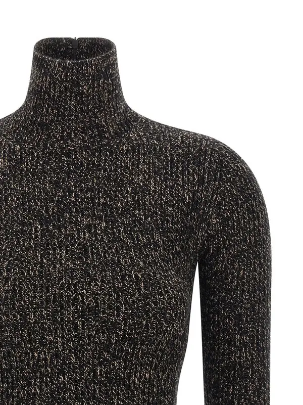 Max Mara Ribbed Wool & Cashmere Blend Turtleneck Sweater - Black