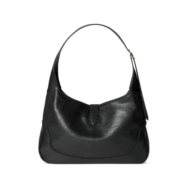 Gucci Leather Shoulder Bag With Piston Closure