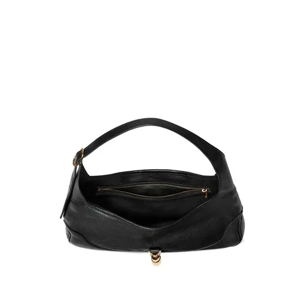 Gucci Leather Shoulder Bag With Piston Closure