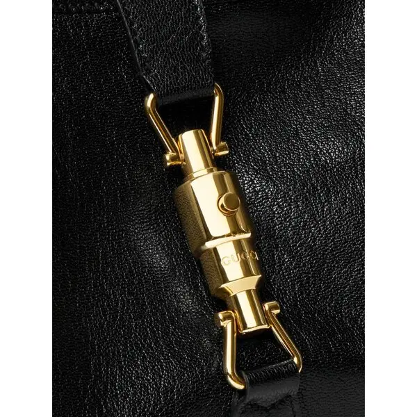 Gucci Leather Shoulder Bag With Piston Closure