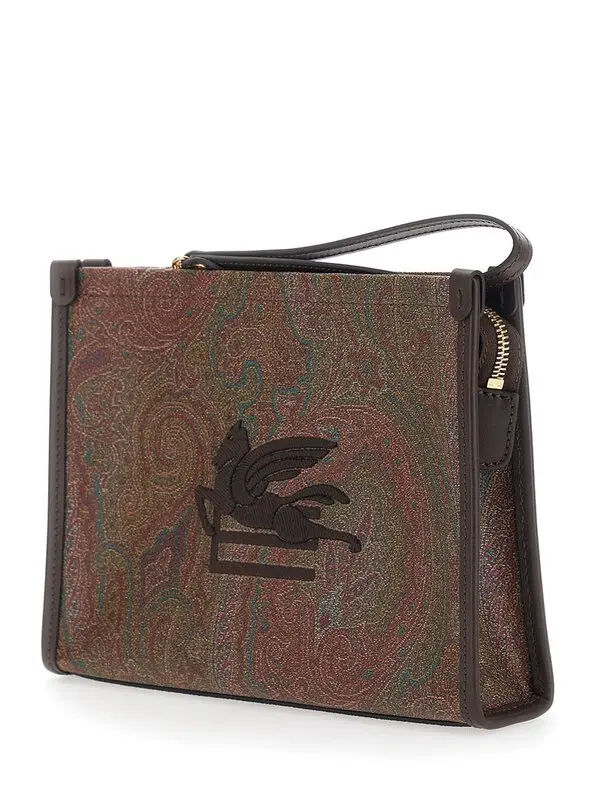 Etro Arnica Clutch With All-over Pattern - Brown