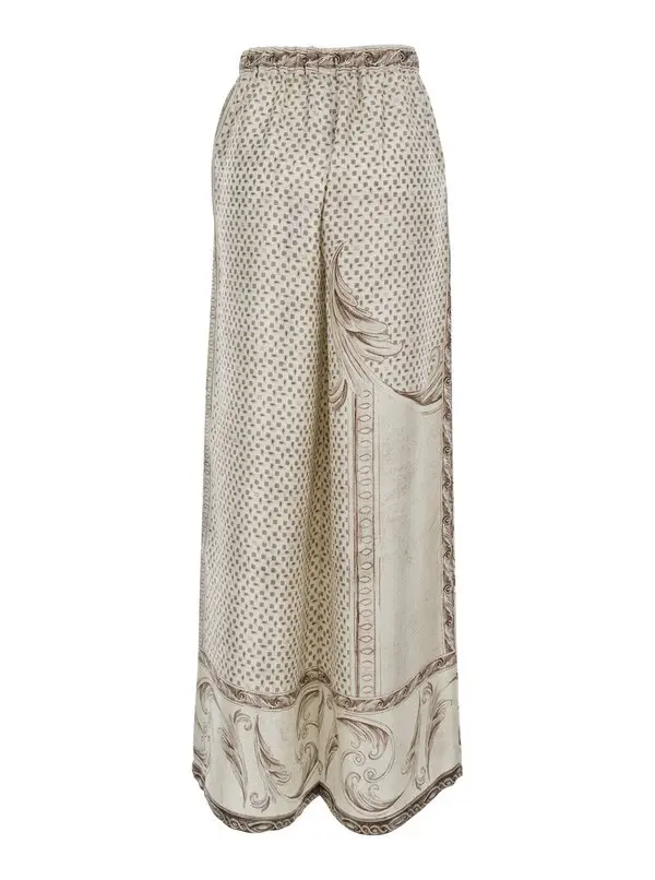 Max Mara Geometric Print Silk Wide Leg Pants - Multicolor