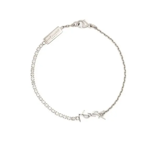 Saint Laurent Cable-link Chain Logo Tag Bracelet - Silver