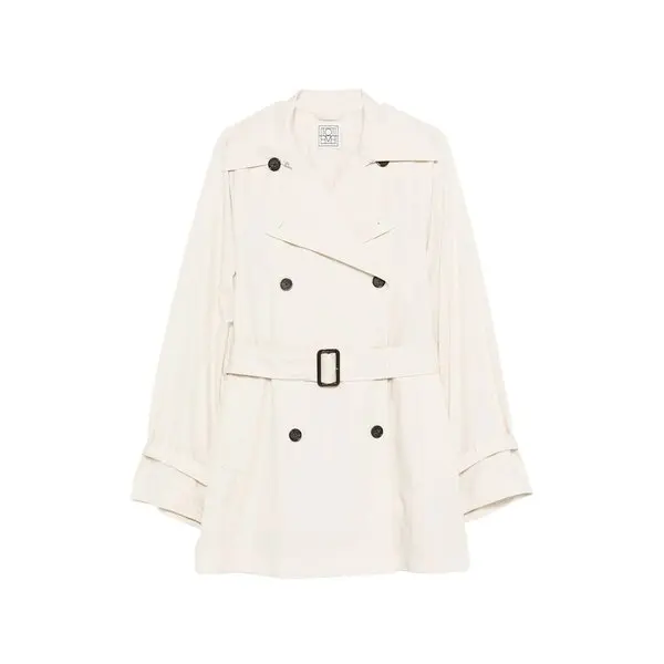 TOTEME Double-breasted Belted Trench Coat - Cream
