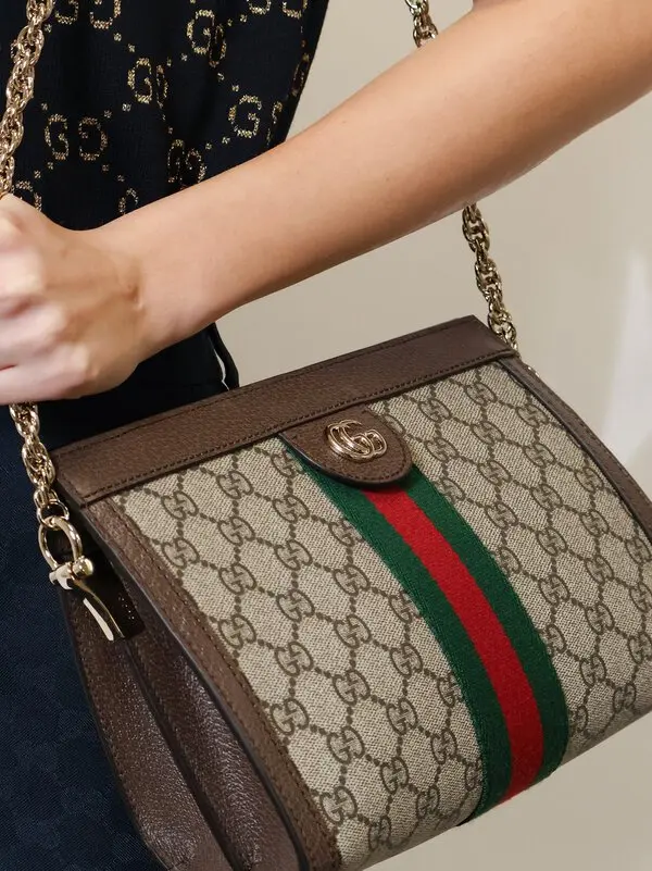 Gucci Ophidia Shoulder Bag In Coated Canvas - Multicolor