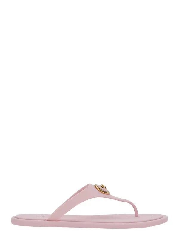 Versace Ribbon Rubber Sandals With Medusa Head Detail - Pink