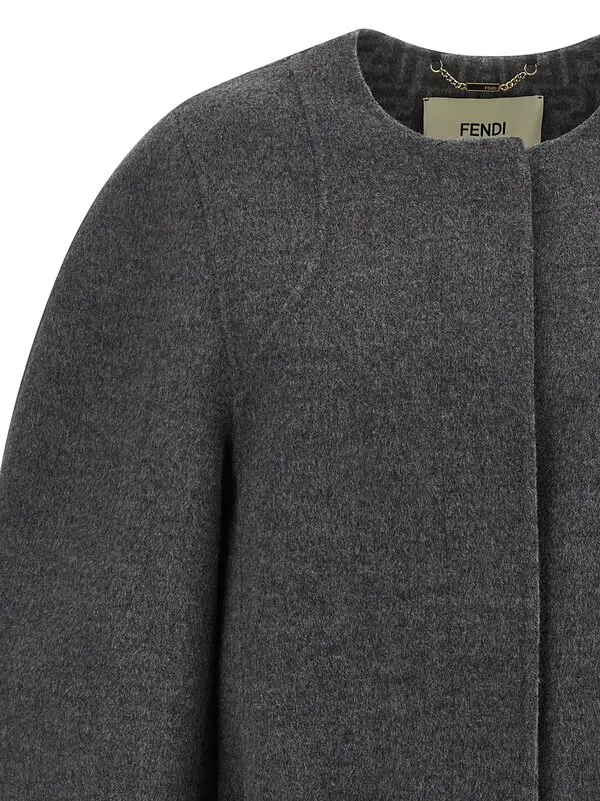 Fendi Blouson Cocoon In Mélange Wool