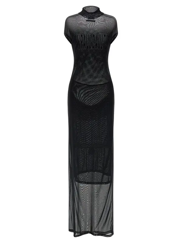 JEAN PAUL GAULTIER Flocked Mesh Dress - Black