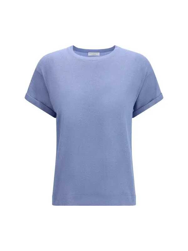 Brunello Cucinelli Cashmere Glitter T-shirt - Blue