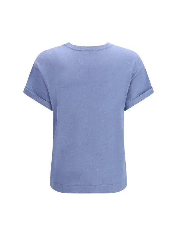 Brunello Cucinelli Cashmere Glitter T-shirt - Blue