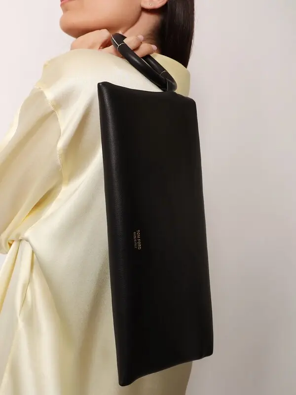 TOM FORD Aura Leather Clutch Bag - Black
