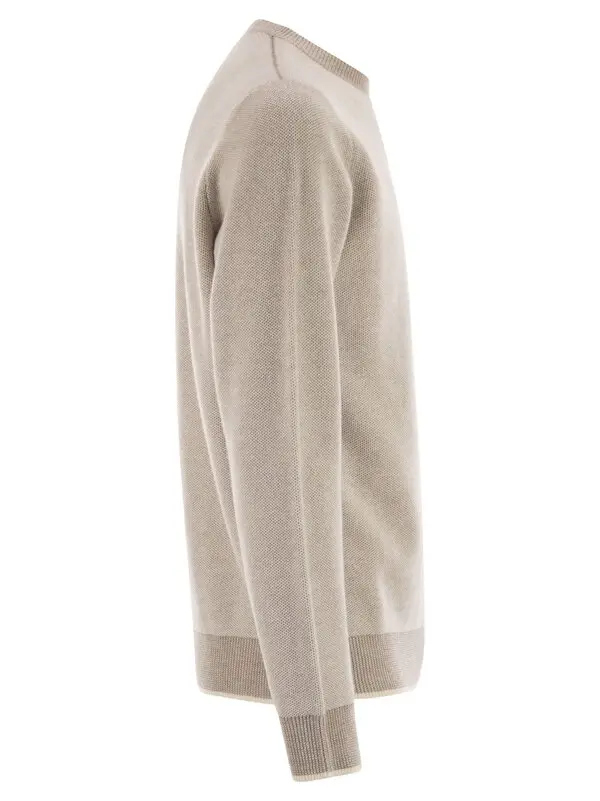Peserico Wool And Cashmere Micro-textured Crew Neck Jumper