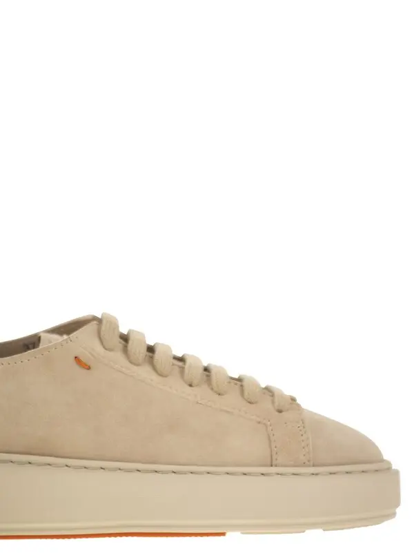 Santoni Suede Lace-up Sneakers With Double Buckle Tread Detailing