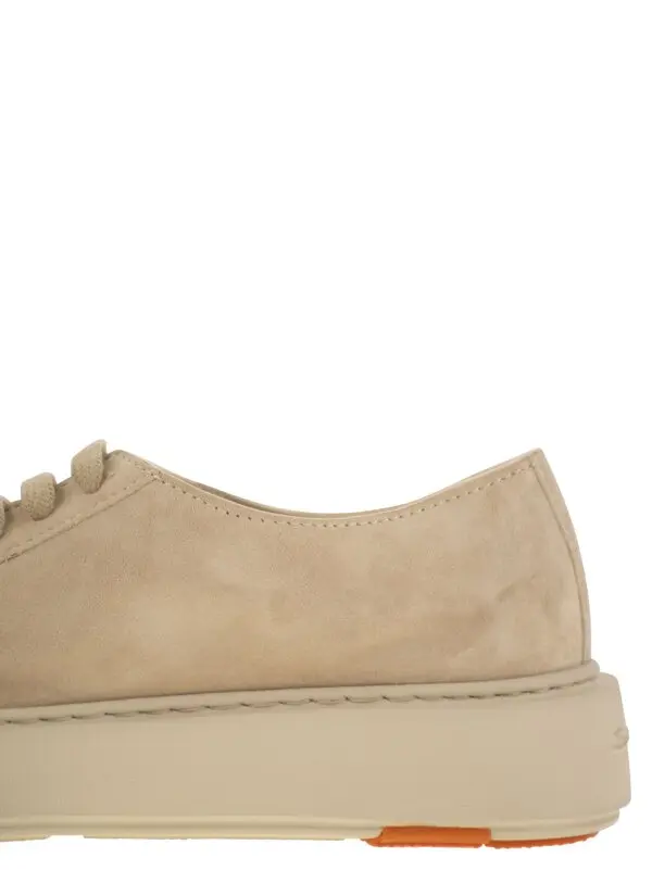 Santoni Suede Lace-up Sneakers With Double Buckle Tread Detailing