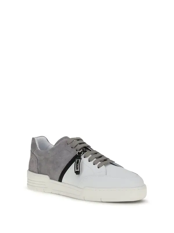 Moschino Leather And Suede Lace-up Sneakers