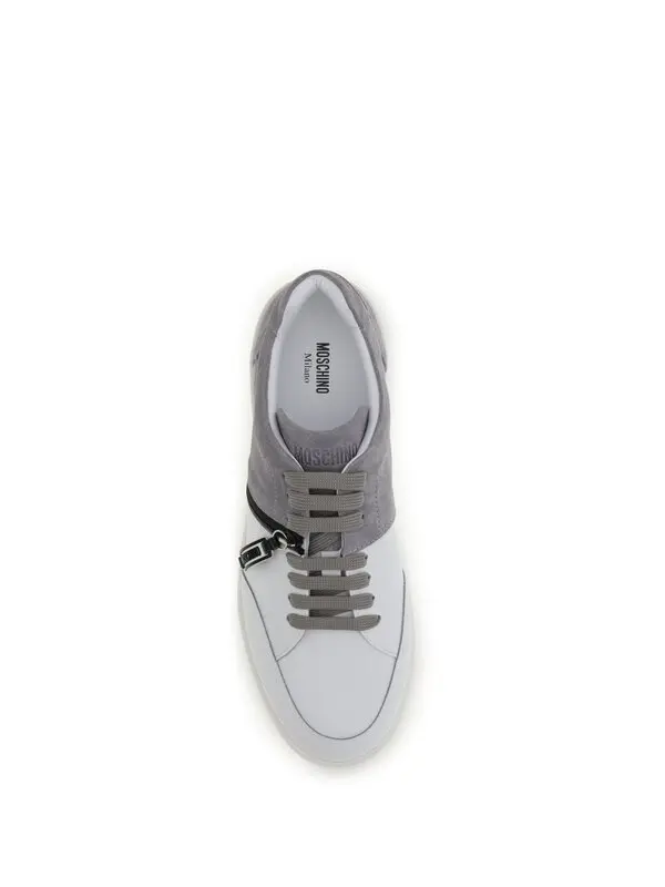 Moschino Leather And Suede Lace-up Sneakers