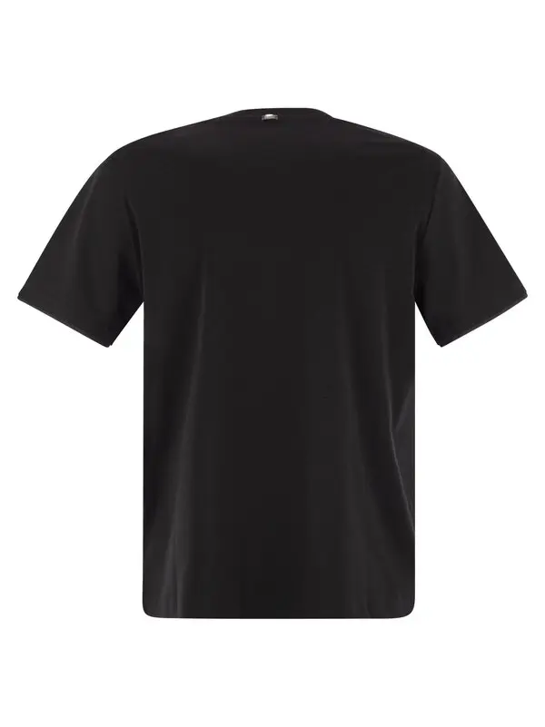 Herno Resort T-shirt In Cotton And Light Stretch Nylon - Black