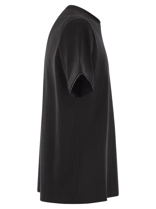 Herno Resort T-shirt In Cotton And Light Stretch Nylon - Black