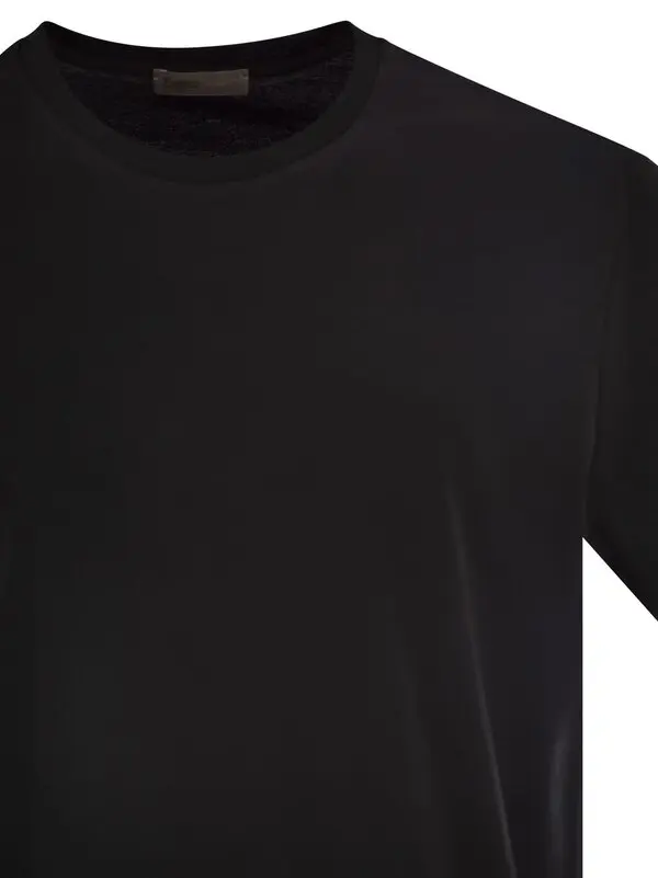 Herno Resort T-shirt In Cotton And Light Stretch Nylon - Black
