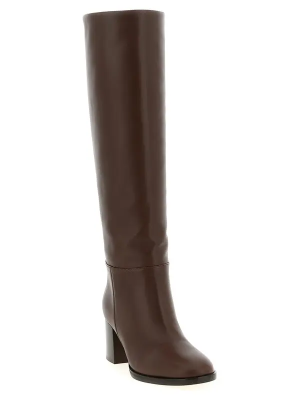 GIANVITO ROSSI Santiago Leather Block Heel Boots - Brown