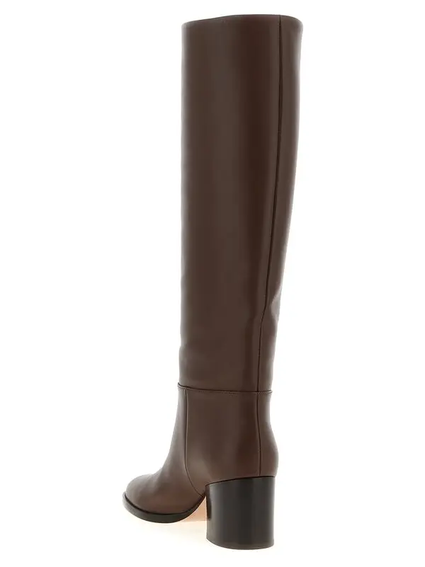 GIANVITO ROSSI Santiago Leather Block Heel Boots - Brown