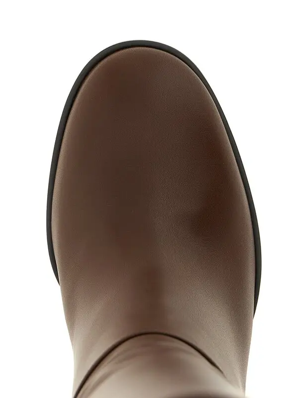 GIANVITO ROSSI Santiago Leather Block Heel Boots - Brown