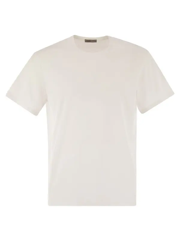 Herno Resort T-shirt In Cotton And Light Stretch Nylon - White