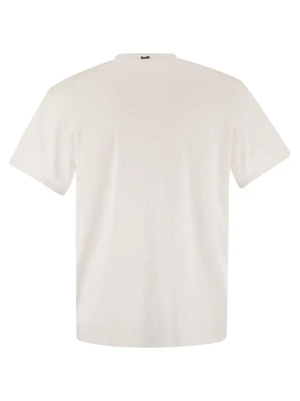 Herno Resort T-shirt In Cotton And Light Stretch Nylon - White