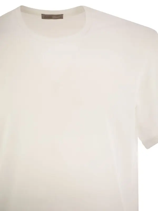 Herno Resort T-shirt In Cotton And Light Stretch Nylon - White