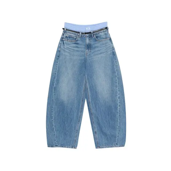 Alexander Wang Wide-leg Denim Jeans With Belt Detail - Blue