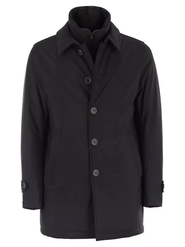 Herno Long Down Jacket With Buttons And Windproof Bib