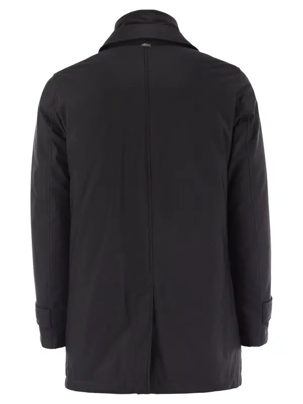 Herno Long Down Jacket With Buttons And Windproof Bib