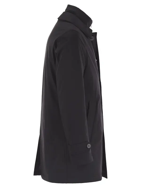 Herno Long Down Jacket With Buttons And Windproof Bib