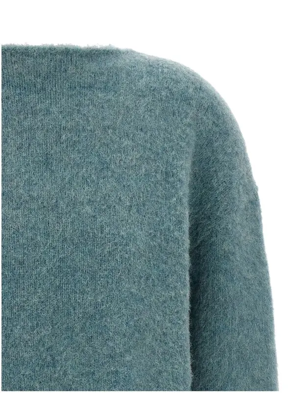JIL SANDER Wool Sweater With Fringe Detail - Blue