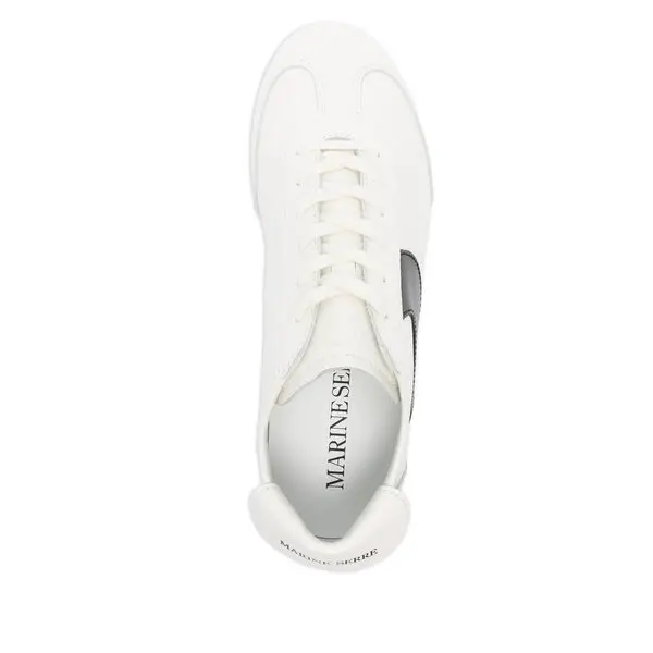 MARINE SERRE White Leather Logo Detail Lace-up Sneakers