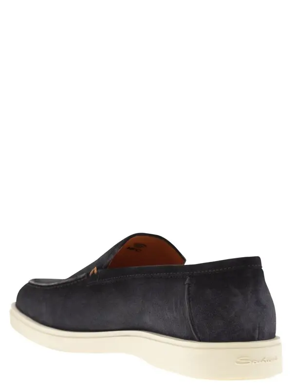 Santoni Suede Moccasin Loafers