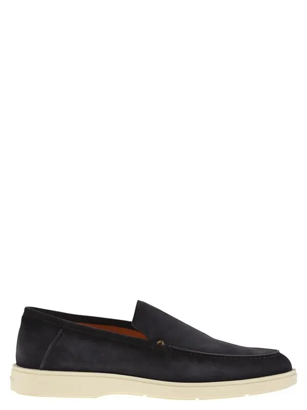 Santoni Suede Moccasin Loafers - Blue
