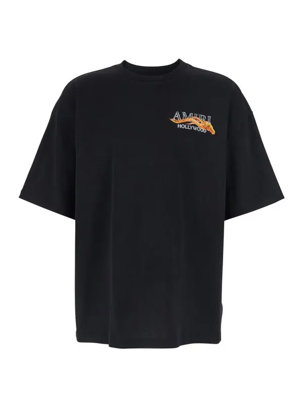 Amiri Black T-shirt With Logo Print On Front And Back In Cotton For - Multicolor