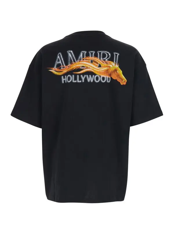 Amiri Black T-shirt With Logo Print On Front And Back In Cotton For - Multicolor