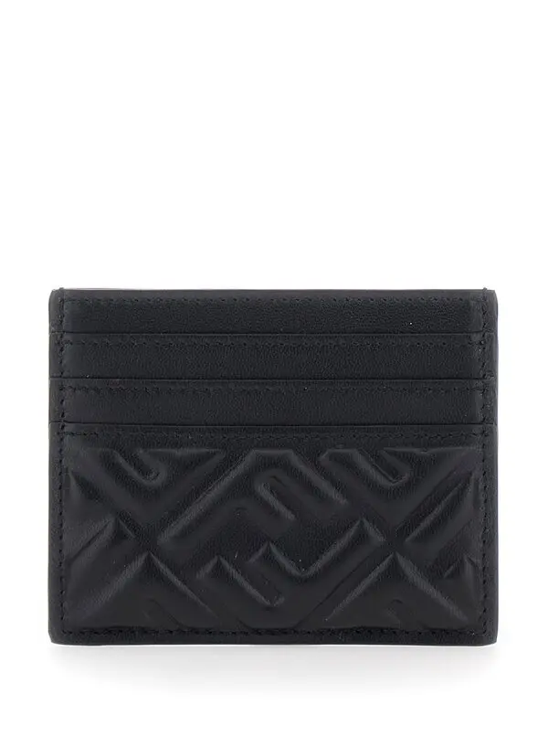 Fendi Card Holder With Ff Motif In Leather For - Black