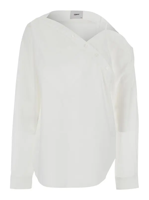 Coperni Cotton Shirt With Asymmetrical Buttoning And Chest Pocket - Multicolor