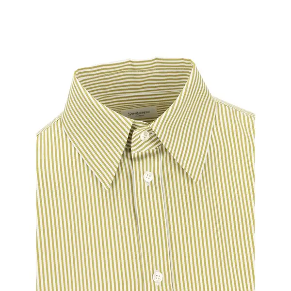 Saint Laurent Vertical Stripe Long Sleeve Button-down Shirt - Cream