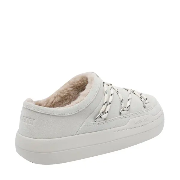 Moon Boot Calf Leather Park Slippers With Shearling Lining - White
