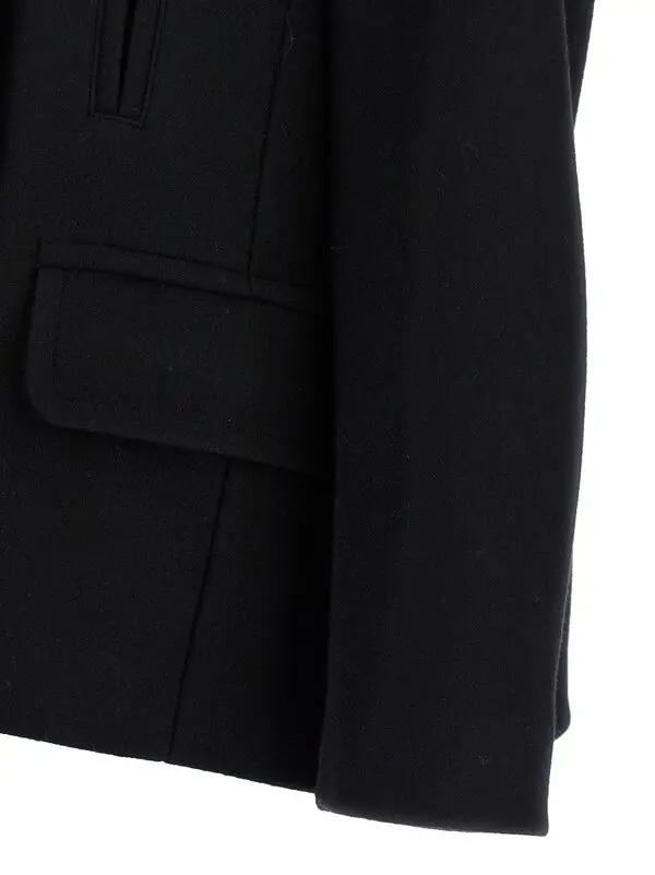 Dries Van Noten Vafel" Wool Blend Coat - Black