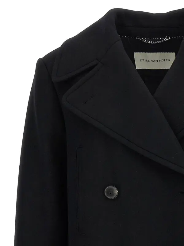 Dries Van Noten Vafel" Wool Blend Coat - Black